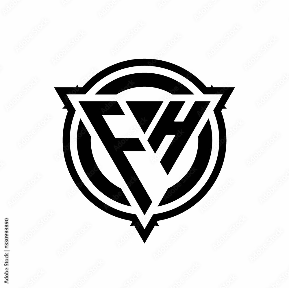 FH logo with triangle shape and circle with outline rounded design ...