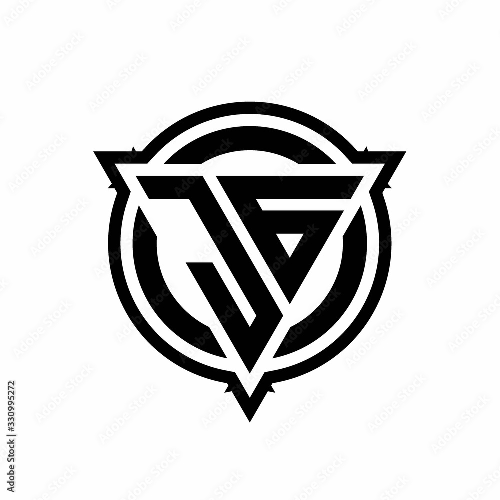 JG logo with triangle shape and circle with outline rounded design ...
