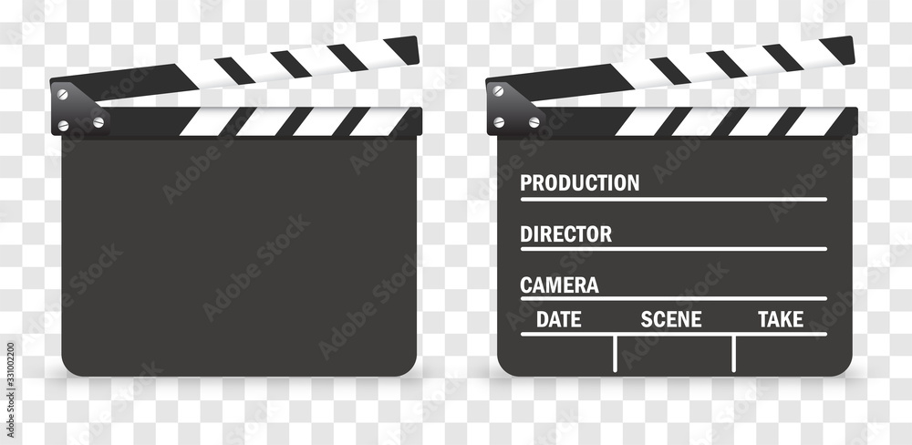 Film clap icon closed and open. Realistic vector illustration. Film ...
