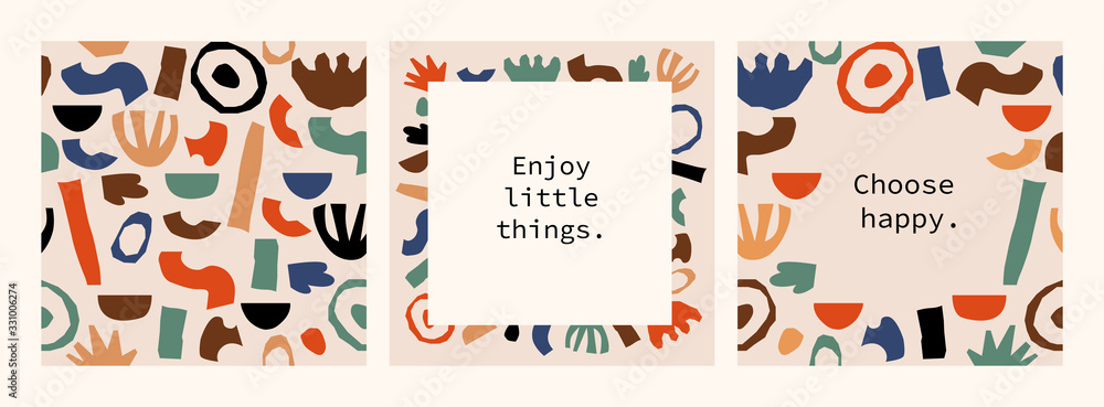 Positive motivation posters set with quote on trendy abstract ...