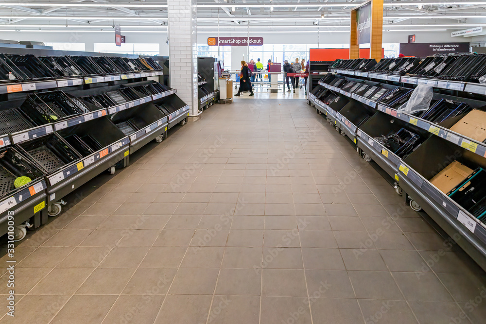 Empty supermarket shelves due to Covid19 (Coronavirus) induced ...