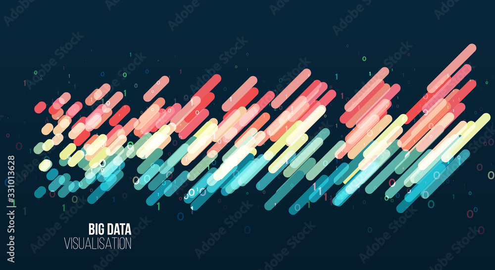Big Data Visualization Abstract Background With Lines Array And Binary Code Connection