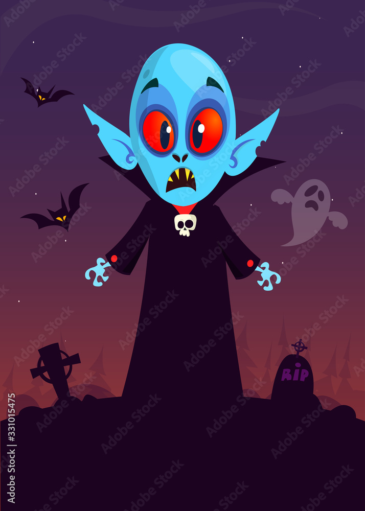 Cute cartoon vampire smiling. Vector illustration isolated Stock Vector ...