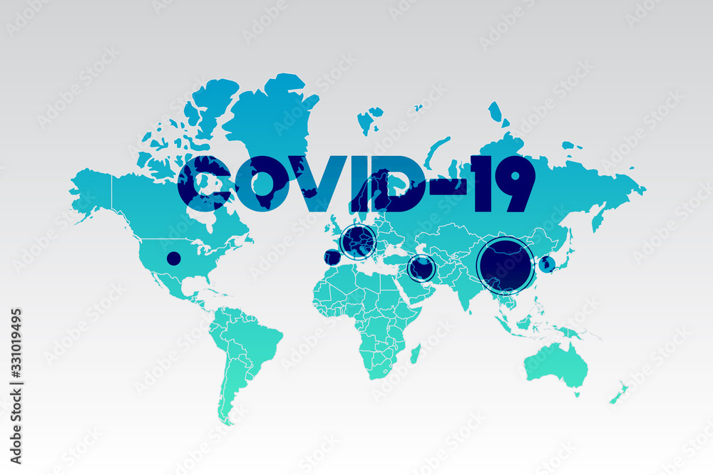Covid-19 vector illustration. Symbol with World Map for pandemic ...