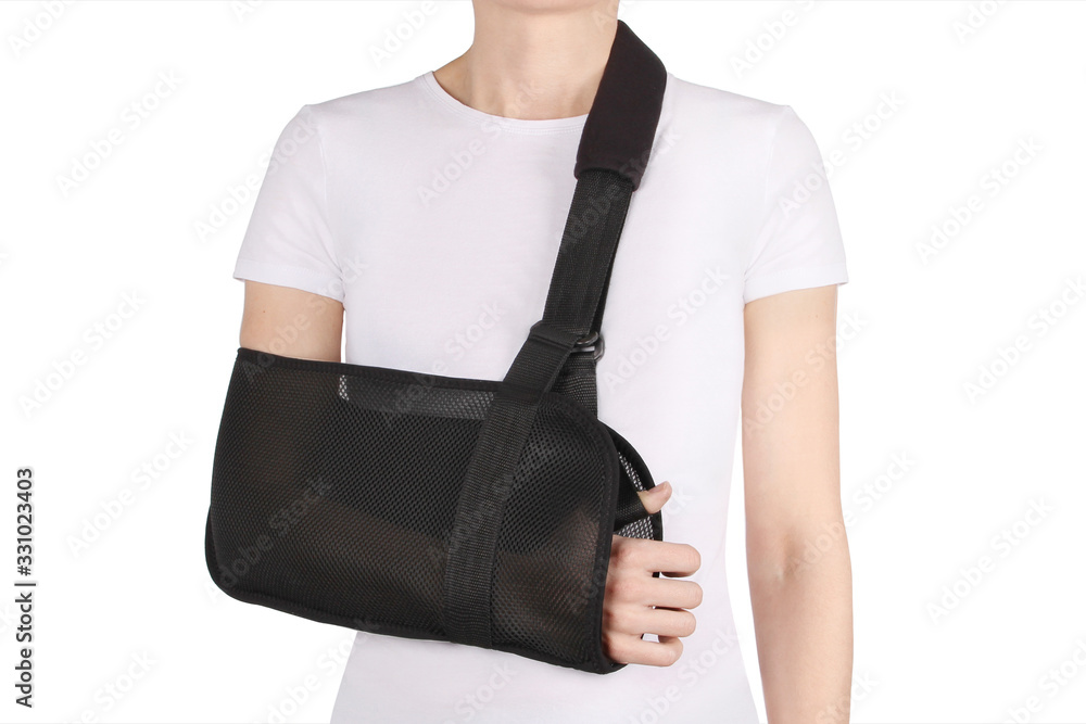 Shoulder Joint Brace. Bandage on the shoulder joint (scarf) with ...