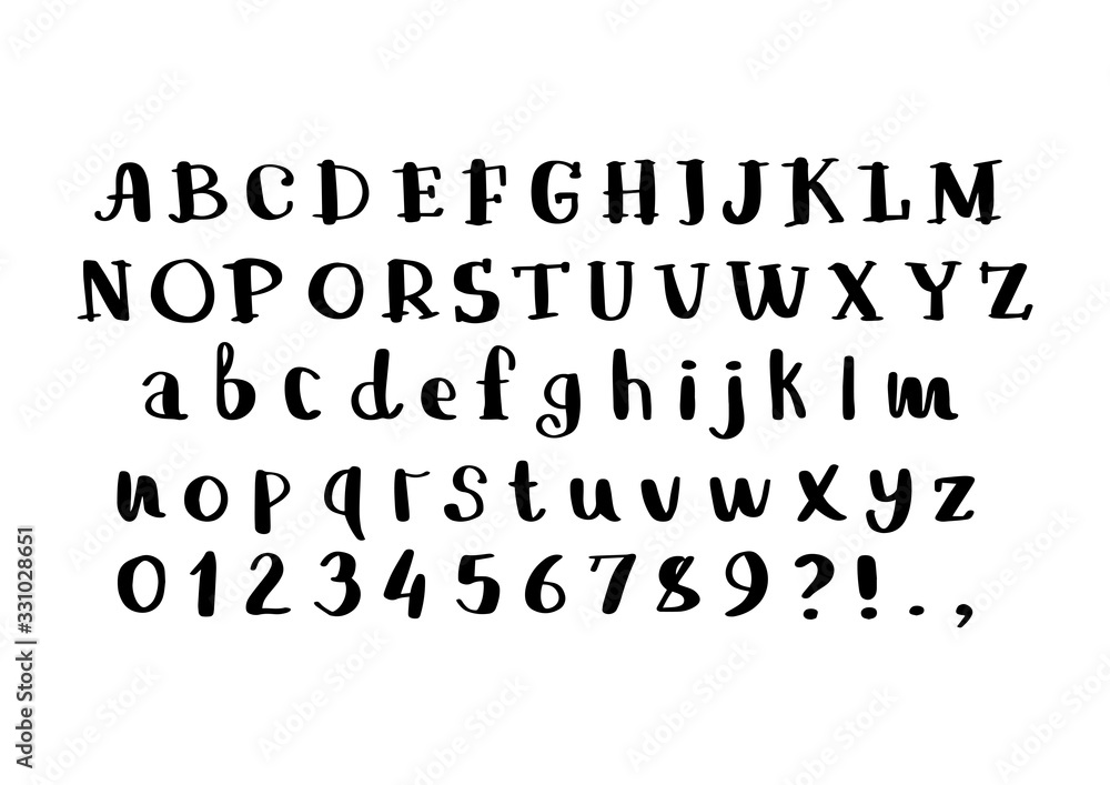 Vector hand drawn latin alphabet isolated on white background. Letters ...