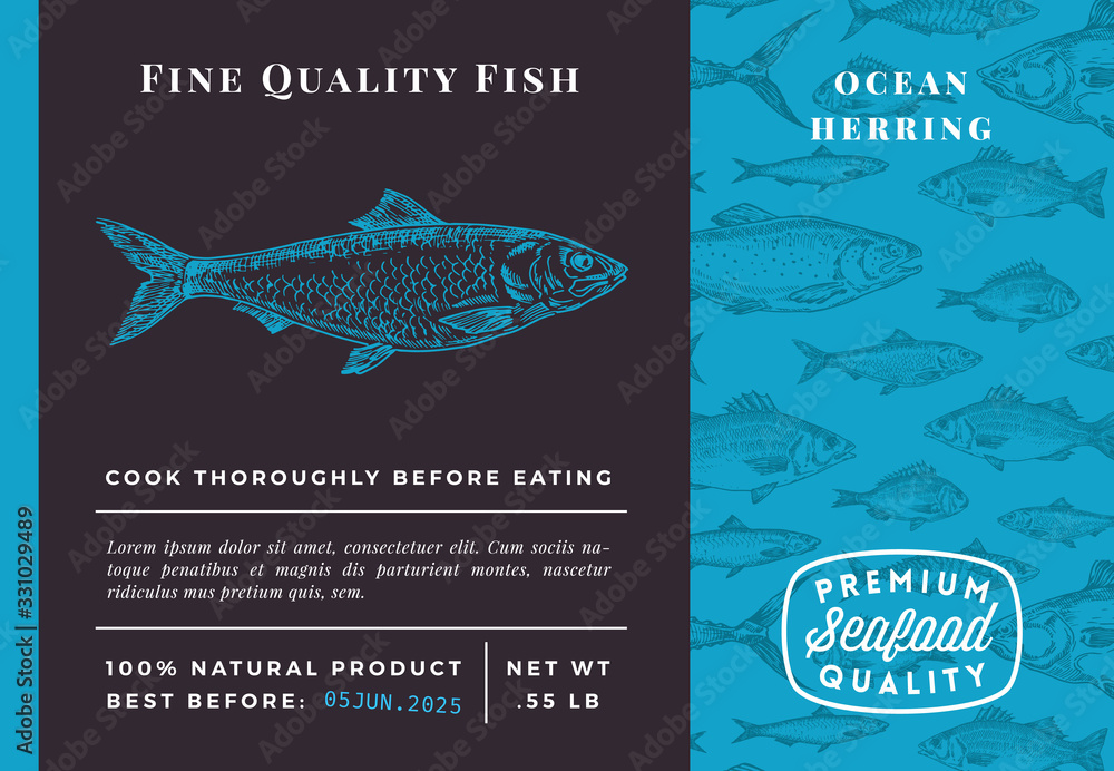 Premium Quality Herring Abstract Vector Packaging Design or Label ...