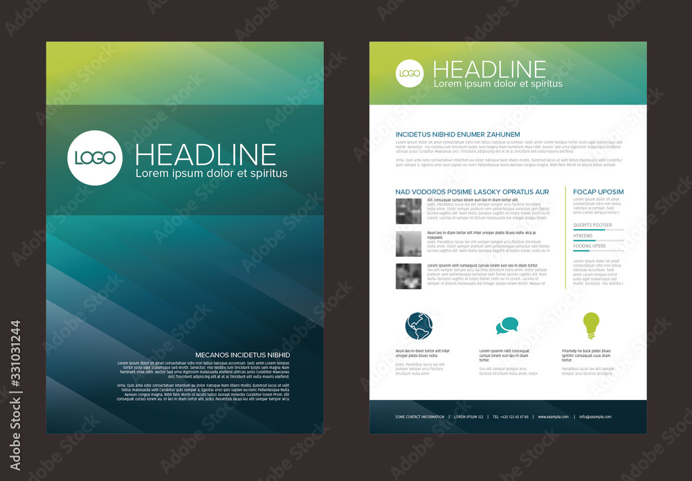 Flyer Layout with Front and Back Page Layout Stock Template | Adobe Stock