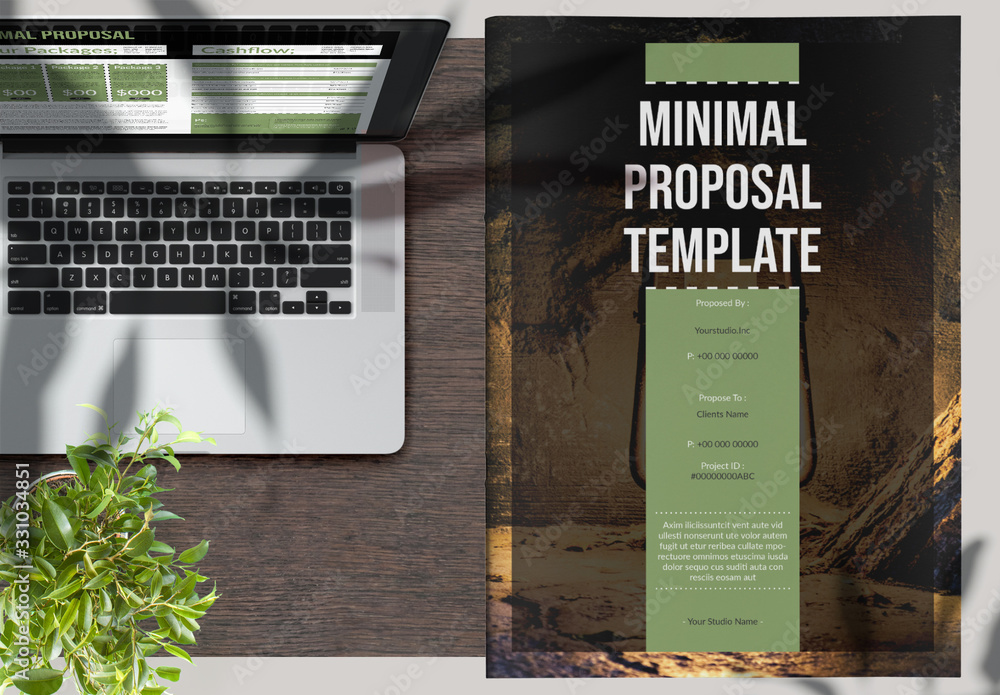Minimal Proposal Layout with Green Accents Stock Template | Adobe Stock