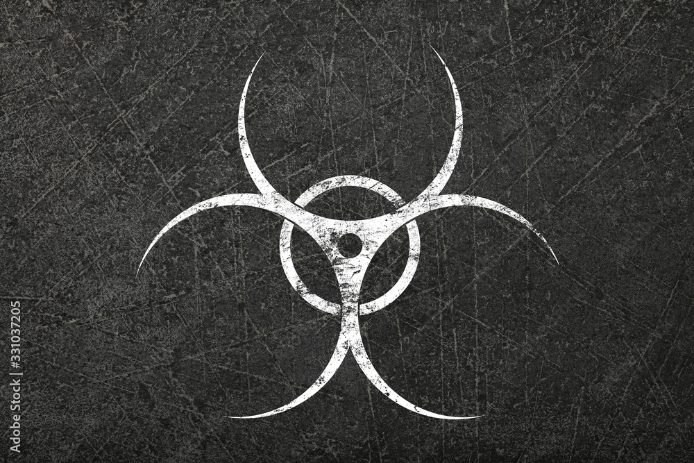 White biohazard sign over grey background Stock Photo | Adobe Stock