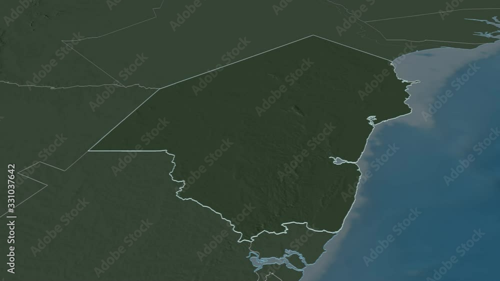 Kilifi, county with its capital, zoomed and extruded on the ...