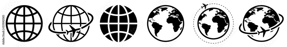Earth icons set. Globe sign. Vector Stock Vector | Adobe Stock