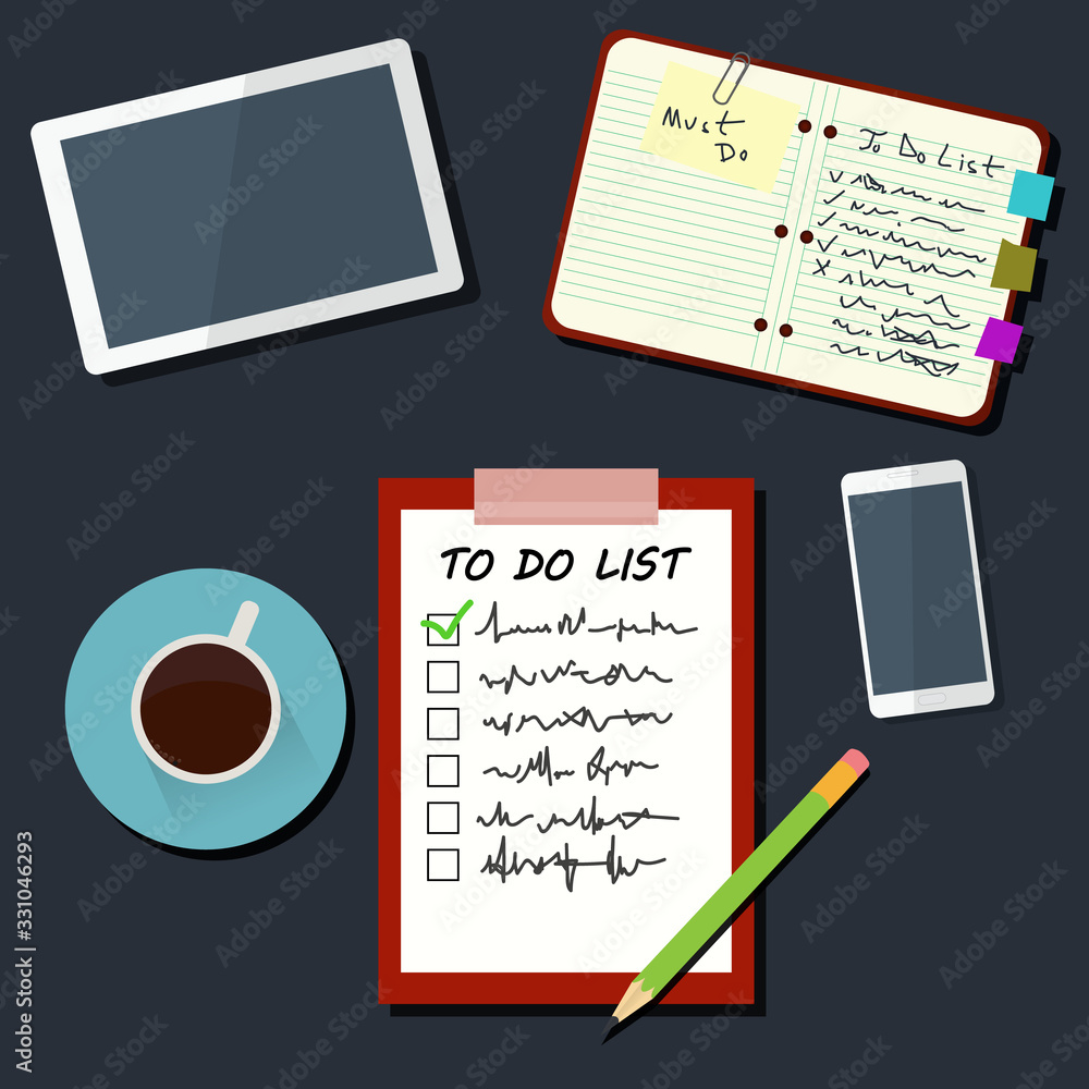 Checking on a to do list top view Stock Vector | Adobe Stock