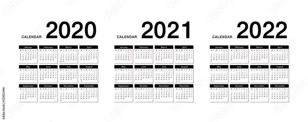 Year 2021 and Year 2022 calendar horizontal vector design template ...