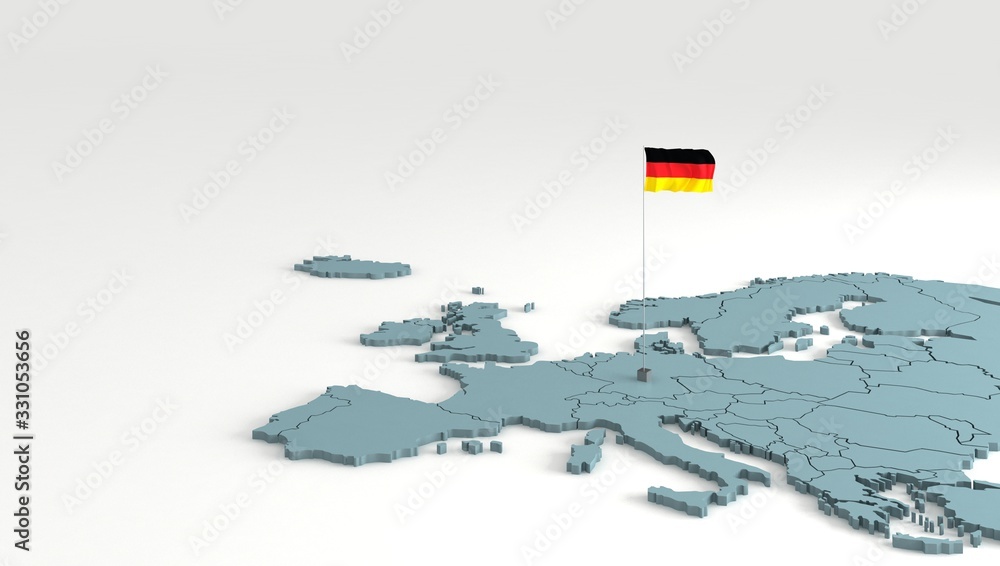 germany flag. Europe map with countries flags. 3d render flag map ...