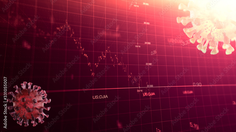 Stock market graph global crisis caused by corona virus SARS-CoV-2 ...