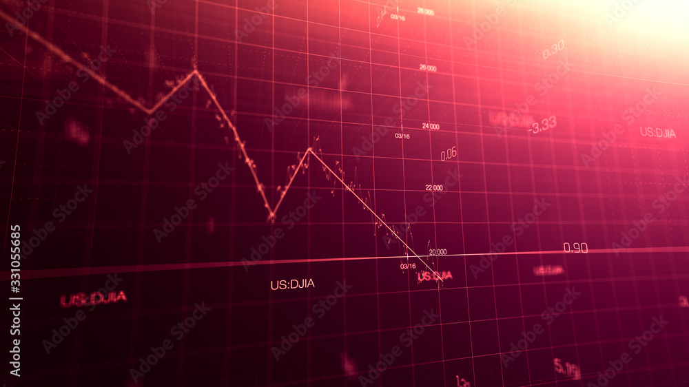 Stock market graph global crisis caused by corona virus SARS-CoV-2 ...