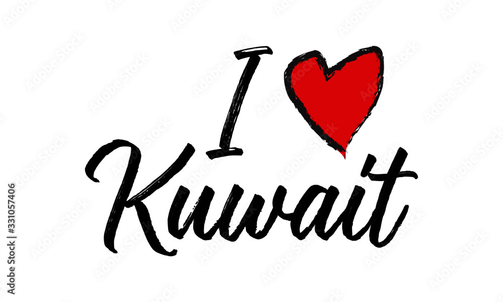 I Love Kuwait Creative Cursive Text Typography Template. Stock Vector ...