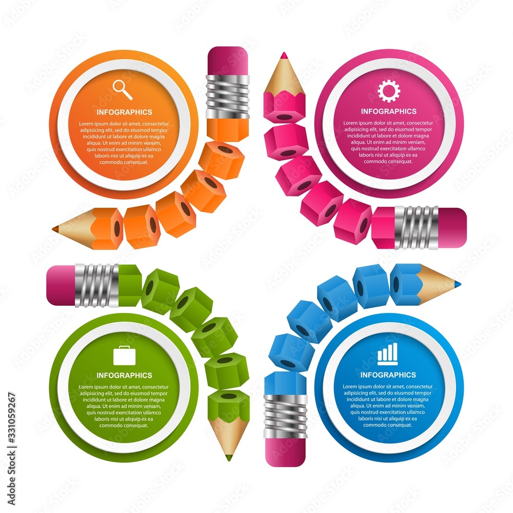 Infographics template with pencil. Can be used for education or ...