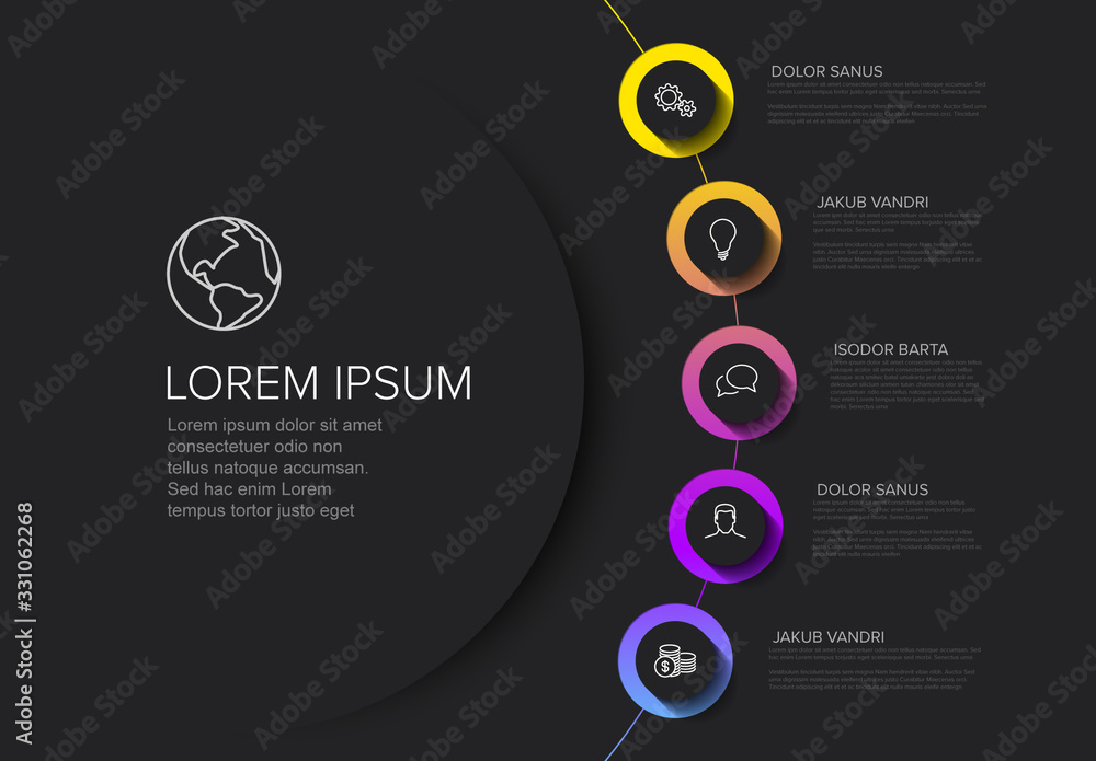 Dark Gray Infographic Layout with Colorful Gradient Elements Stock ...