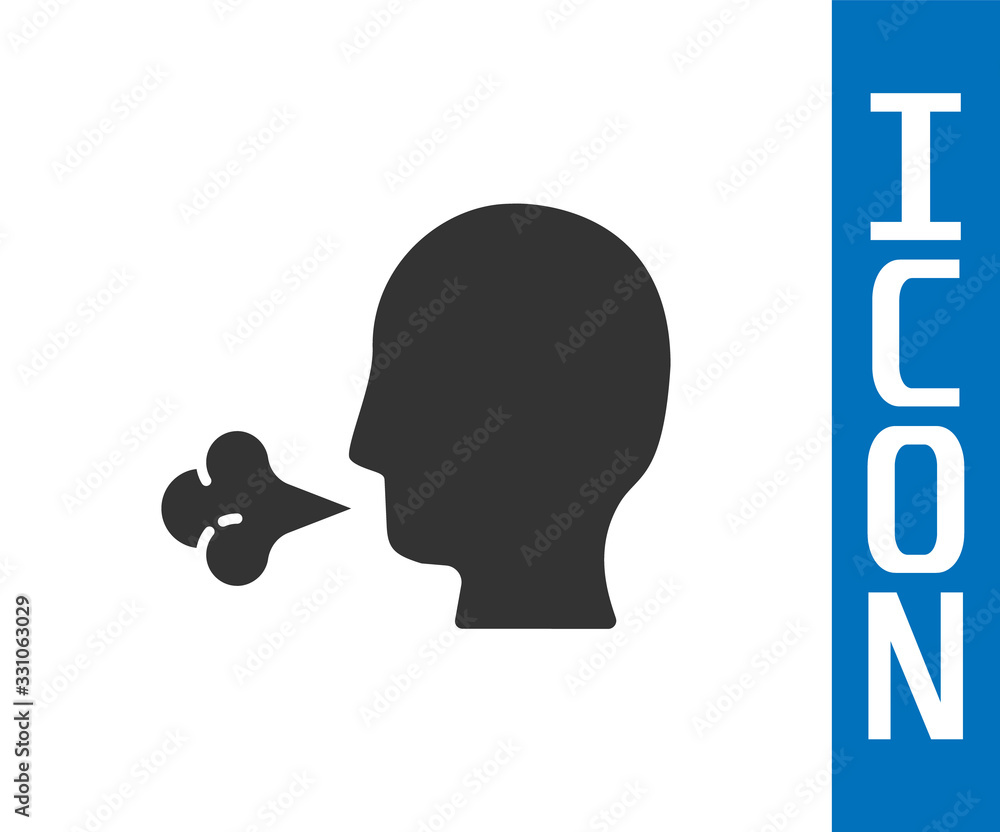 Grey Man coughing icon isolated on white background. Viral infection ...