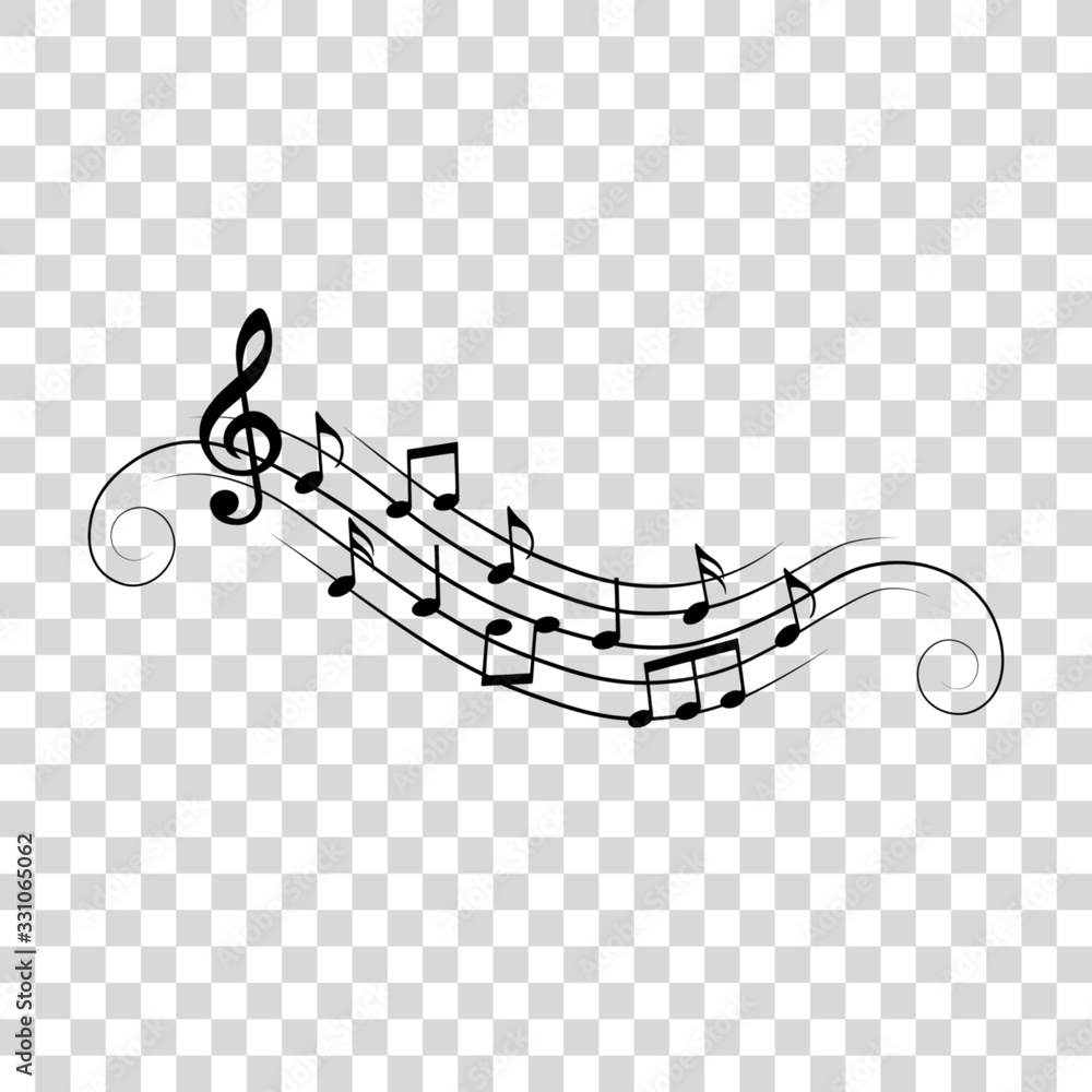 Music notes wavy design, isolated, vector illustration. Stock Vector ...