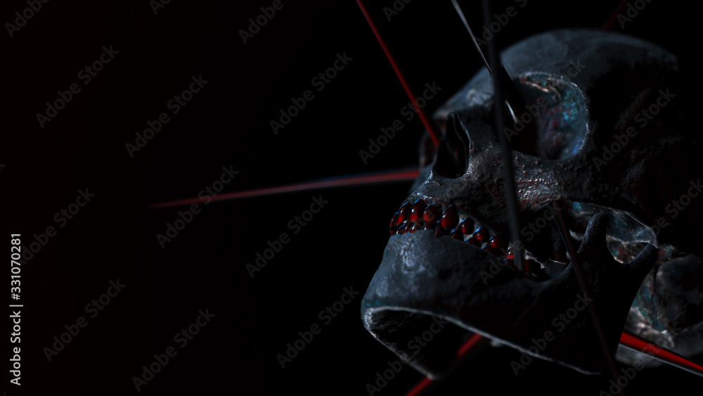Human skull with dark background. Death, horror, anatomy and halloween ...
