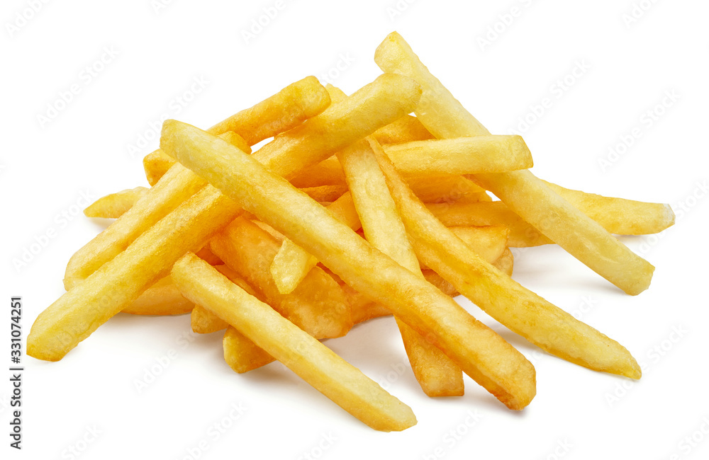 Potato fries, isolated on white background Stock Photo | Adobe Stock