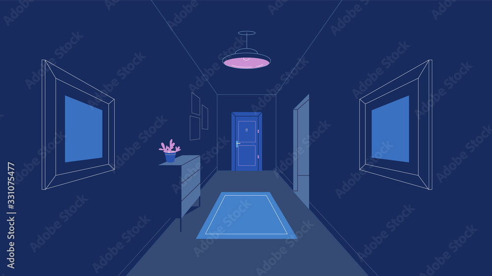 Corridor interior background. Design of corridor. Hallway illustration ...