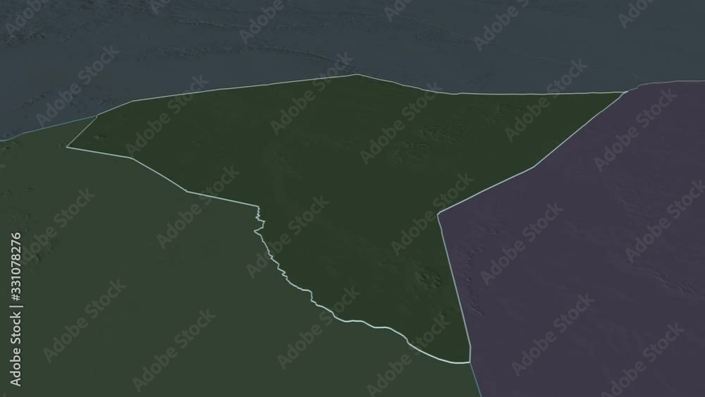 Vidéo Stock Mandera, county with its capital, zoomed and extruded on ...