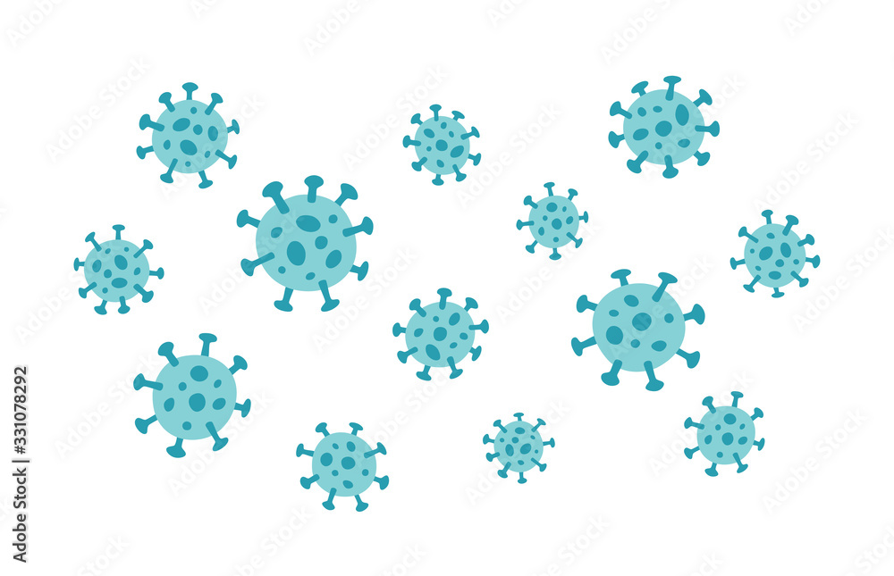Symbol of Coronavirus COVID 19 or Wuhan Coronavirus. Set hand drawn ...