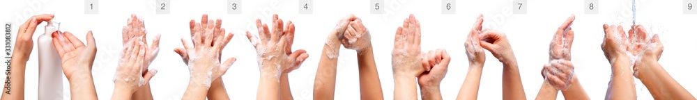 Correct Hand Washing - Medical Procedure Step By Step Stock Photo ...