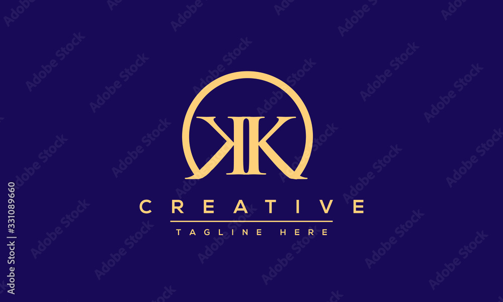 Abstract Monogram letter K Logo design concept. Minimalist k kk ...