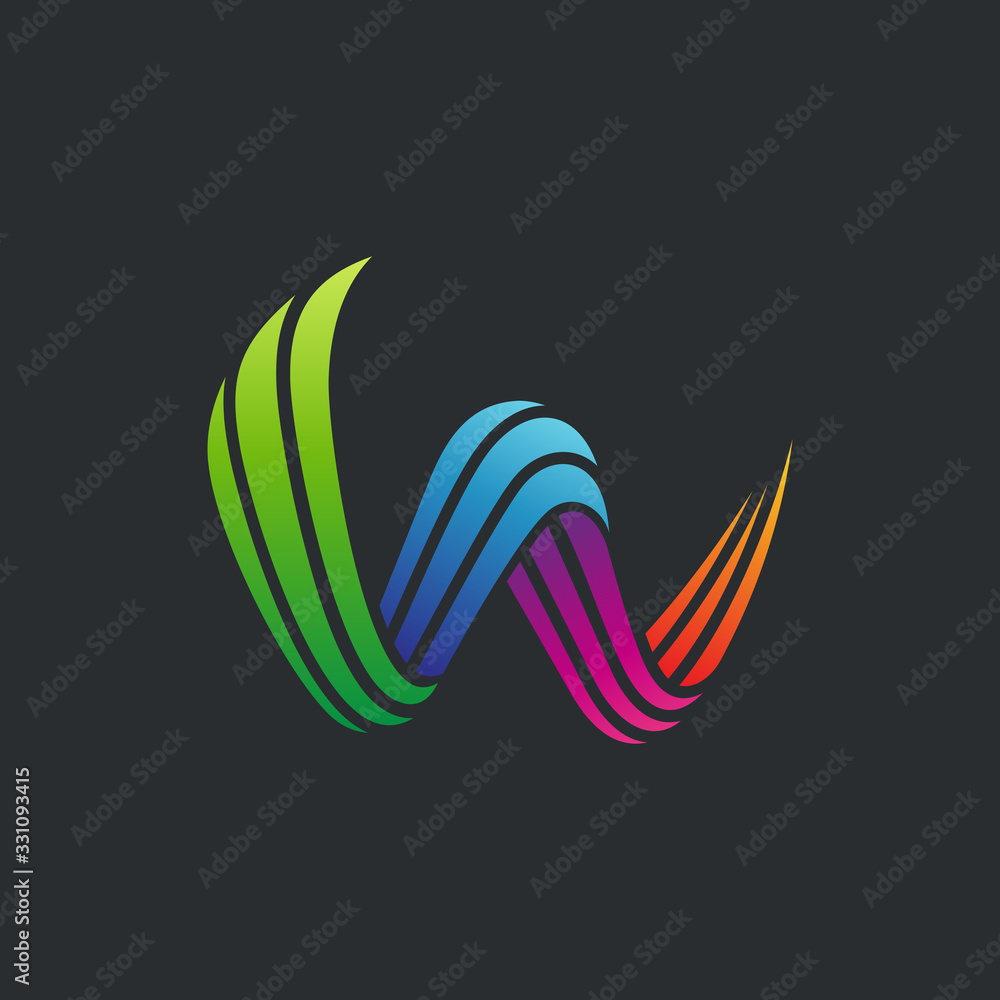 letter W colorful stripes logo design, creative initial letter w logo ...
