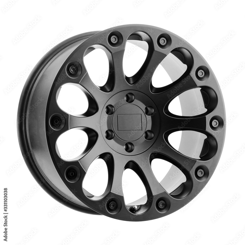Black Car Rim Isolated on White Background. Stainless Steel Auto Parts ...