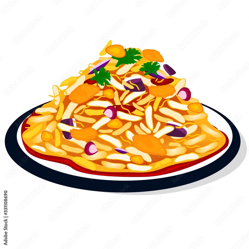 Bhel Puri indian street Food Vector ,White Background Stock Vector ...