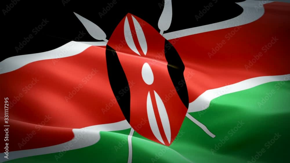 Kenyan flag Closeup 1080p Full HD 1920X1080 footage video waving in ...
