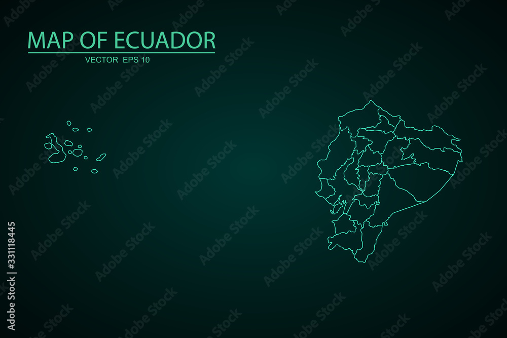 vector map-ecuador country blue on white background. ecuador map - blue ...