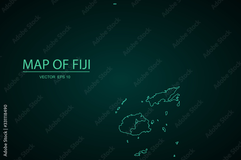 Fiji map - blue geometric rumpled triangular low poly style gradient ...
