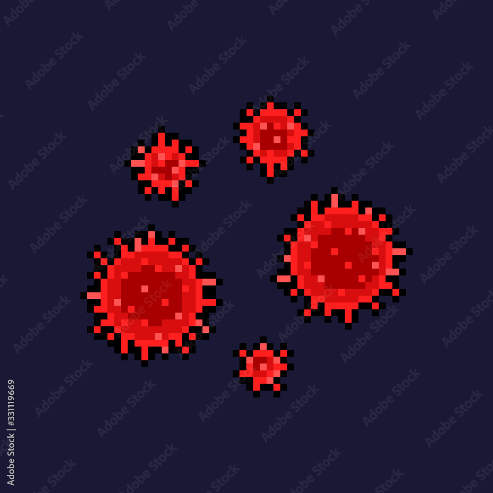 Vetor de Pixel art covid-19 virus icon set. do Stock | Adobe Stock