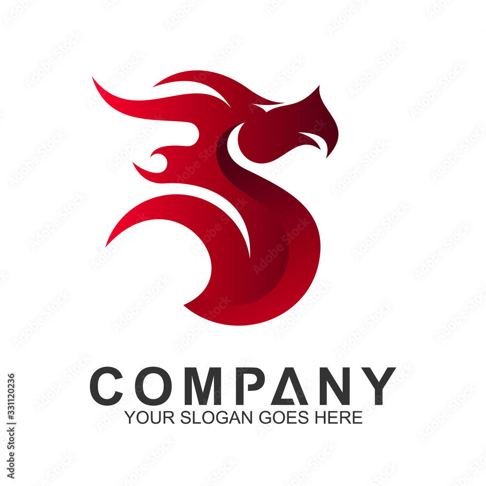 red dragon logo design abstract Stock Vector | Adobe Stock