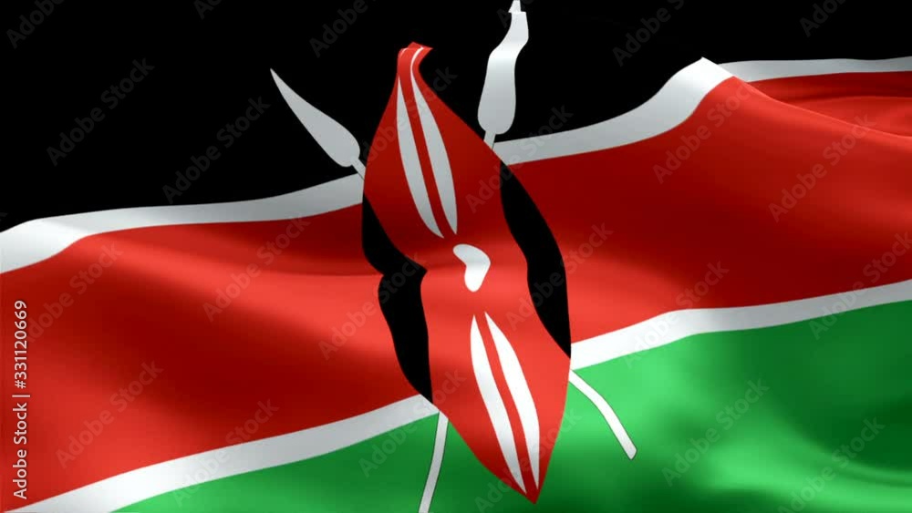 Kenya flag Motion Loop video waving in wind. Realistic Kenyan Flag background. Kenya Flag ...
