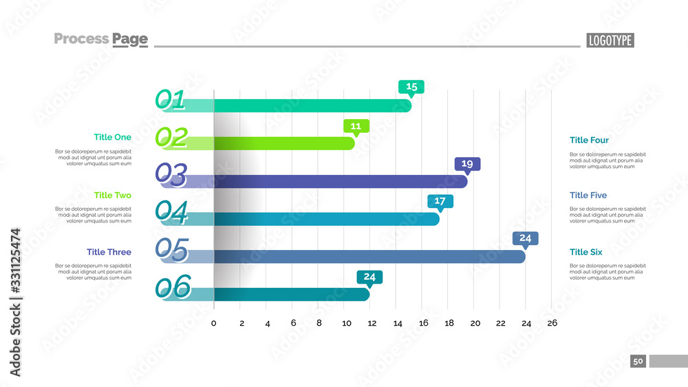 Horizontal bars slide template. Business data. Graph, diagram, design ...