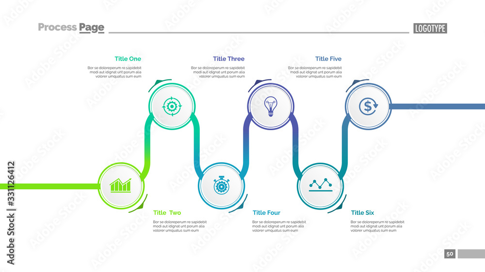 Chart with colorful spheres slide template. Business data. Graph ...