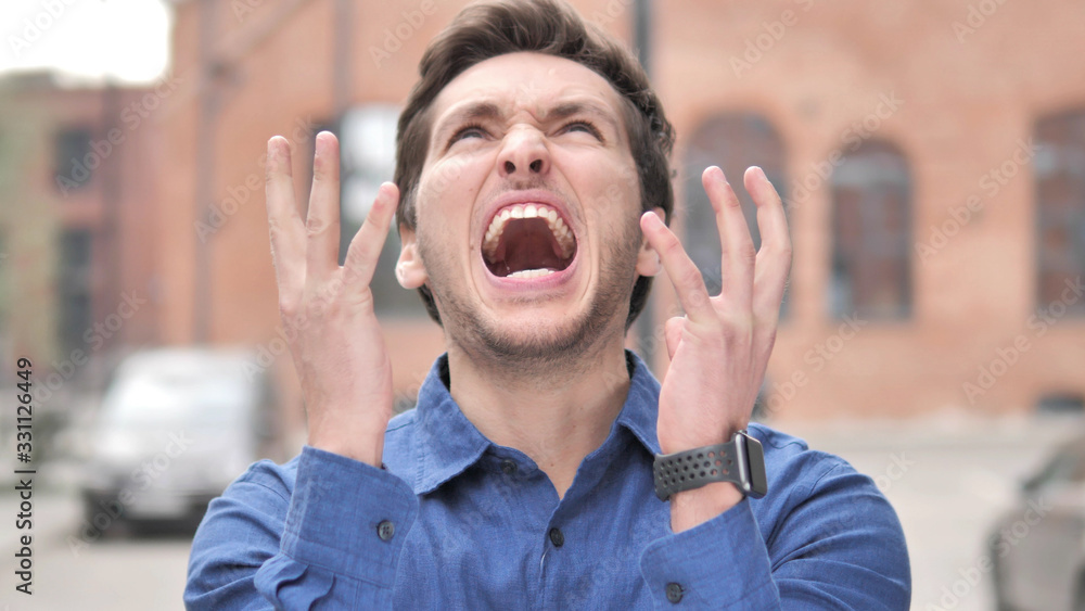 Angry Man Screaming Standing