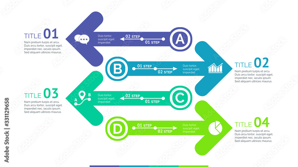 Four opposite arrows process chart. Business data. Workflow, diagram ...