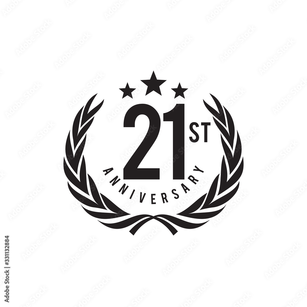 21st year anniversary logo design vector template Stock Vector | Adobe ...