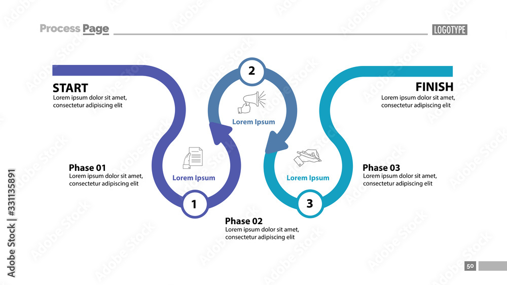 Three phase flow chart template. Element of diagram, infographic ...
