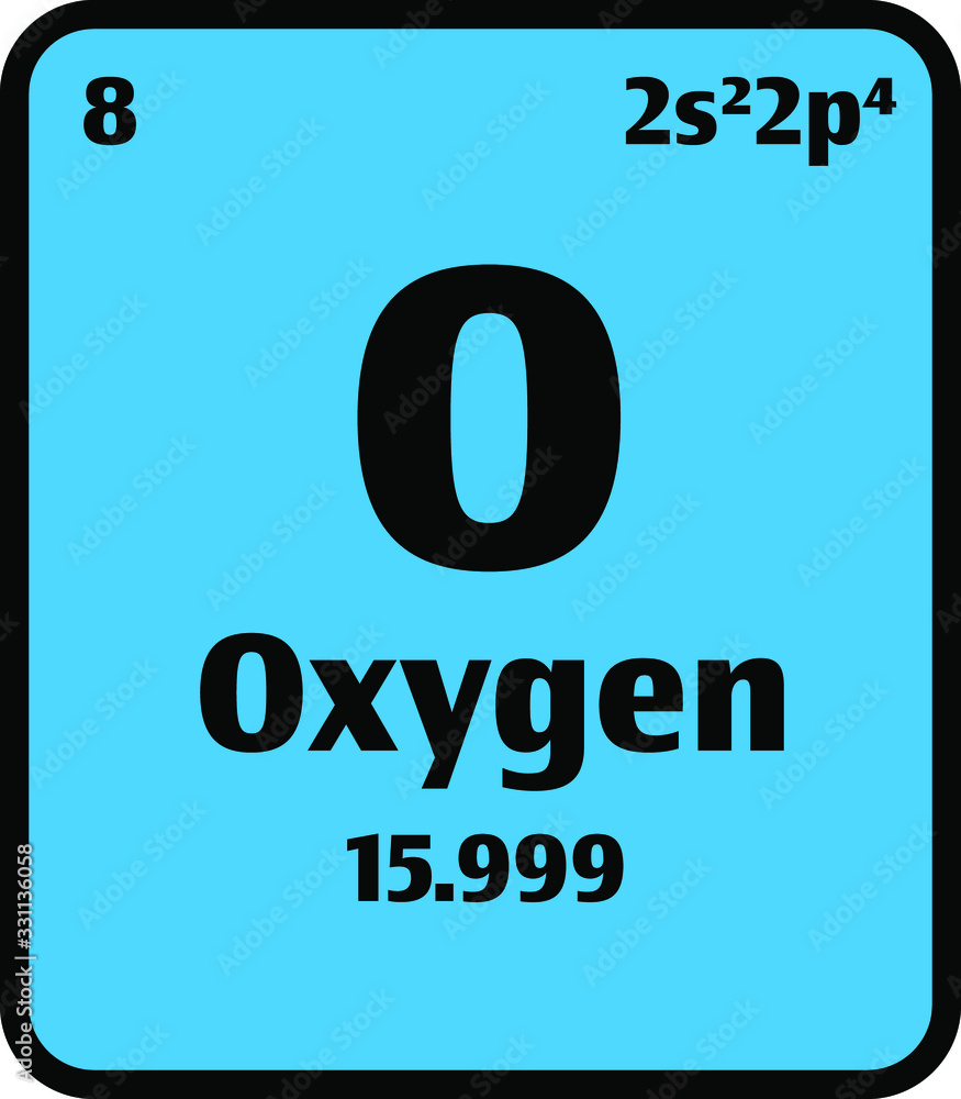 Oxygen (O) button on blue background on the periodic table of elements ...