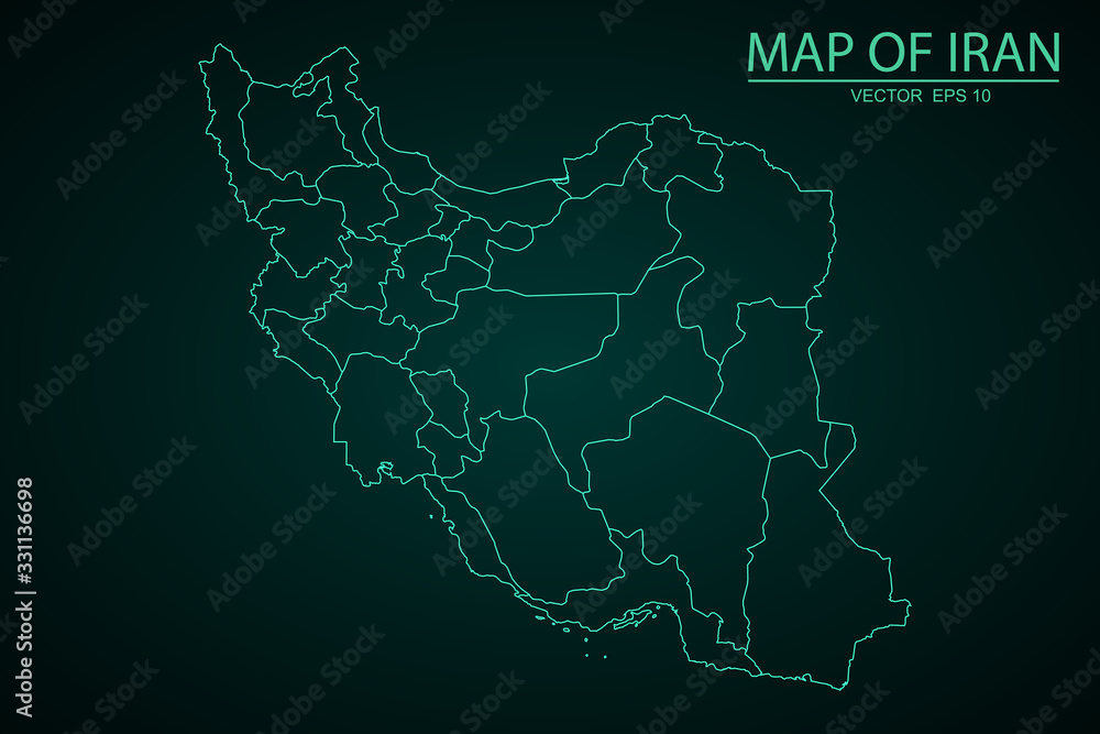 Iran map filled with light blue gradient. High resolution. Mercator ...